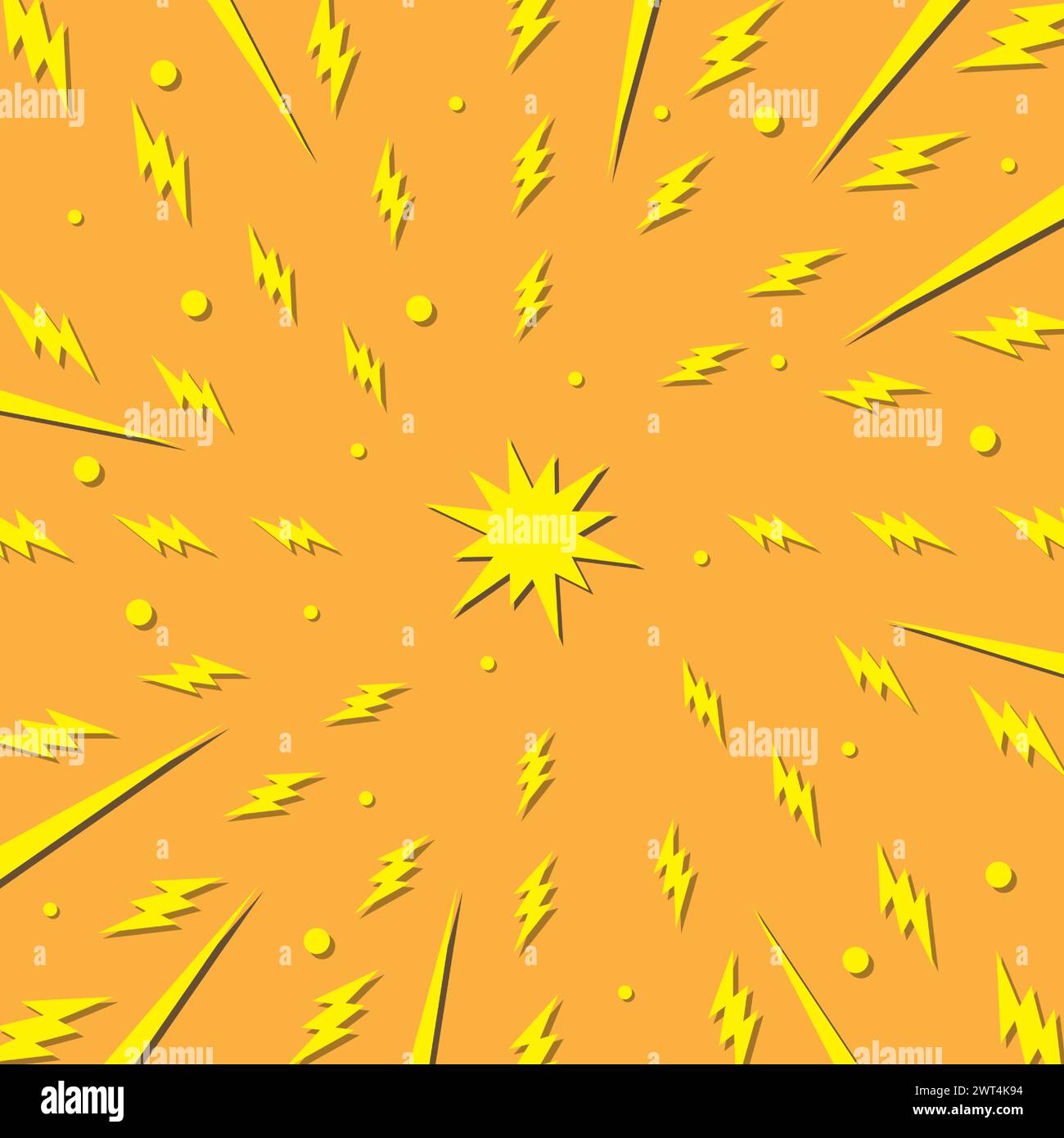 Orange background with yellow lightning bolts, illustrating sun rays ...