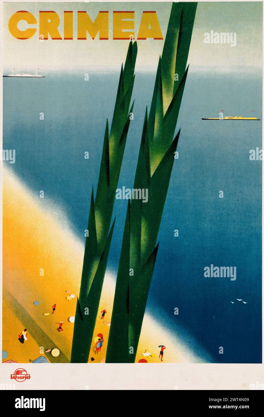 Vintage Intourist Travel Poster for Crimea. From the USSR Travel agency ...