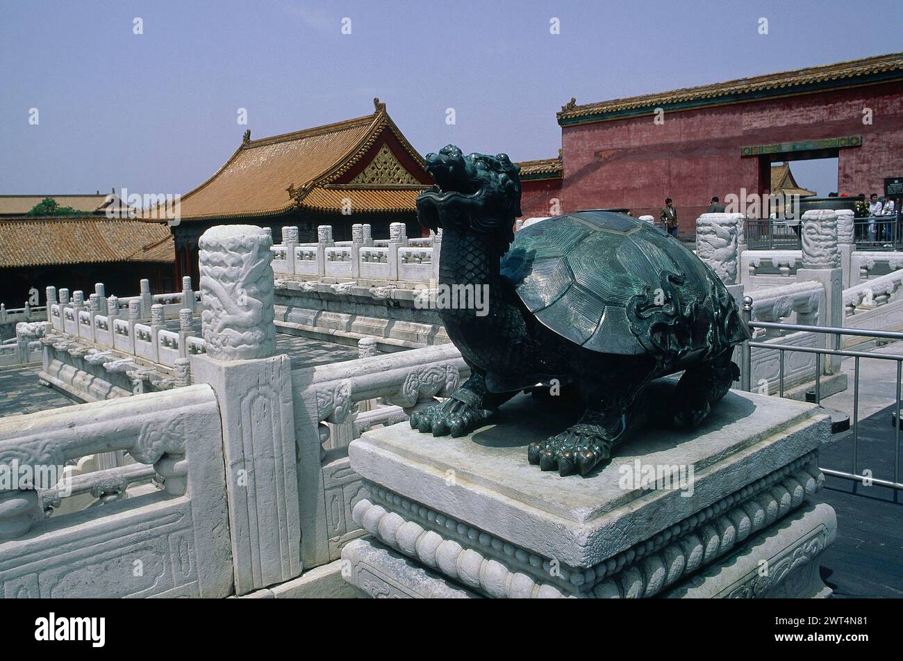 Copper tortoise sculpture and drains with dragon heads, taken in 1995 ...