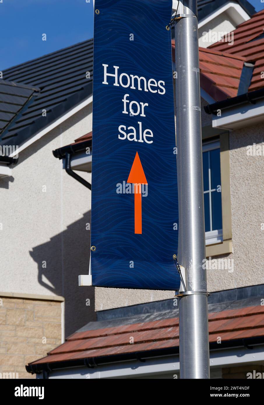 Home for sale sign at new housing development Stock Photo - Alamy