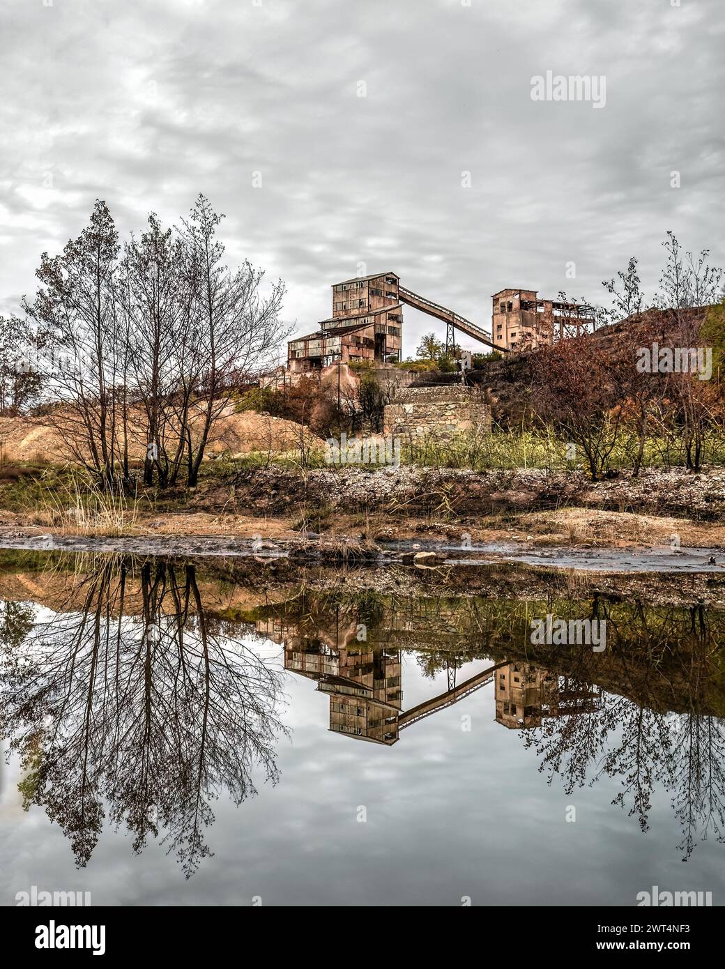Abandoned zinc mines near to Kirki village North Evros Greece, water ...