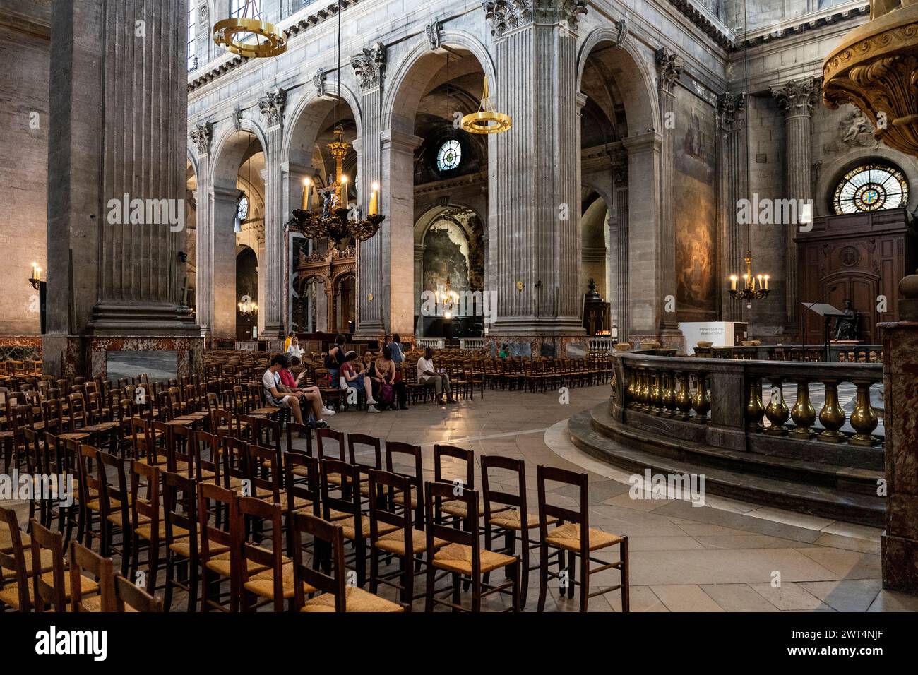 Interior of Baroque Catholic church of Saint-Sulpice, built in 17th ...