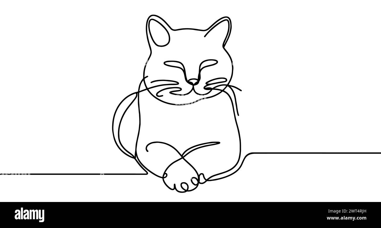 Continuous editable line drawing of cat. Cat icon in one line Stock ...