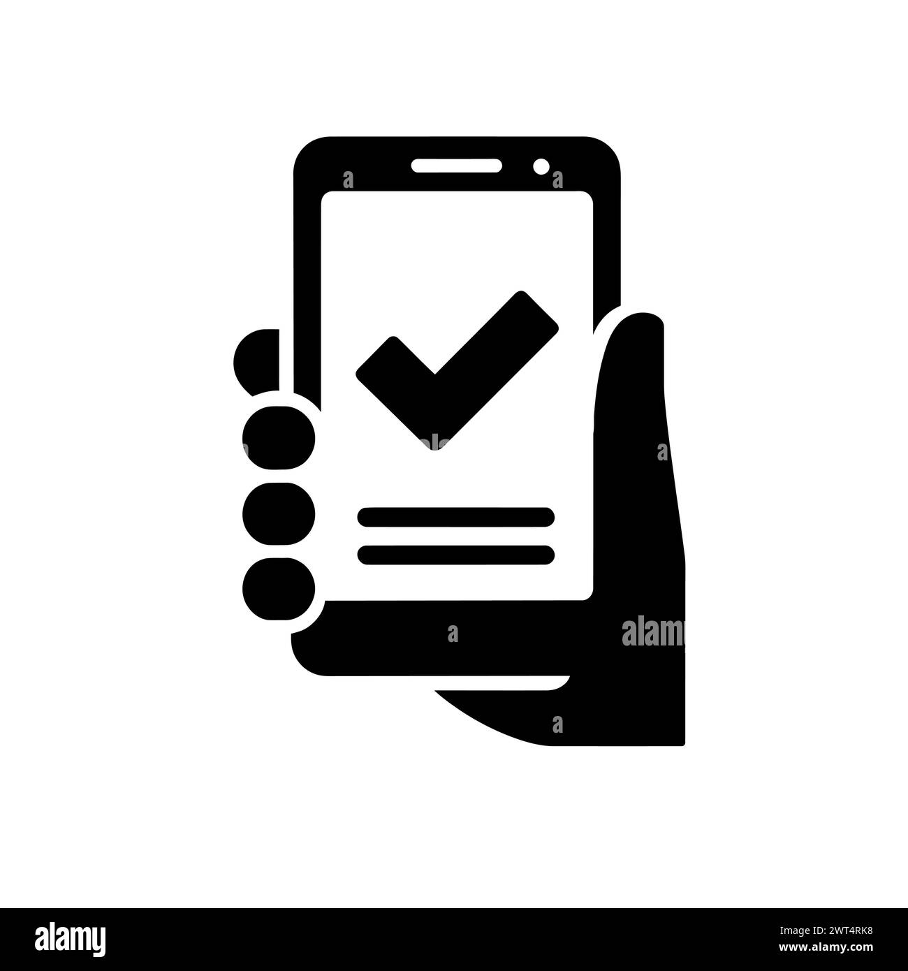 Phone icon. Black smartphone icon with a check mark. Approved symbol ...