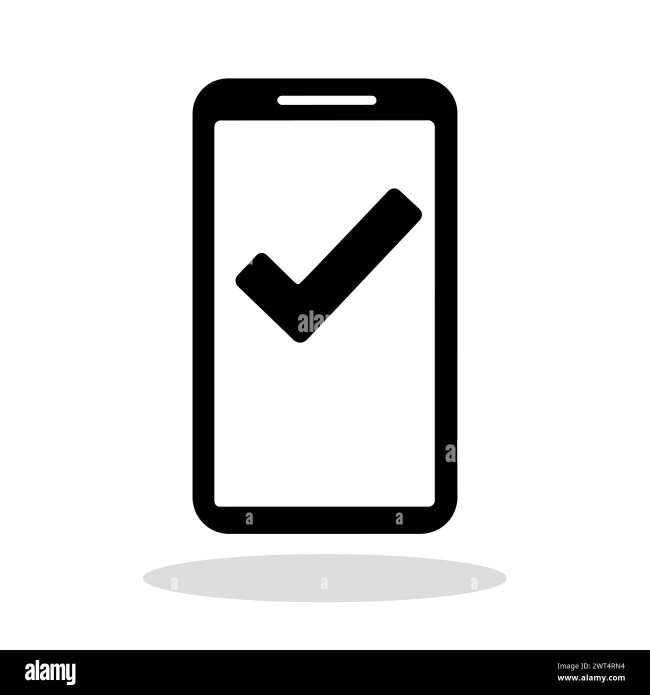 Phone icon. Black smartphone icon with a check mark. Approved symbol ...