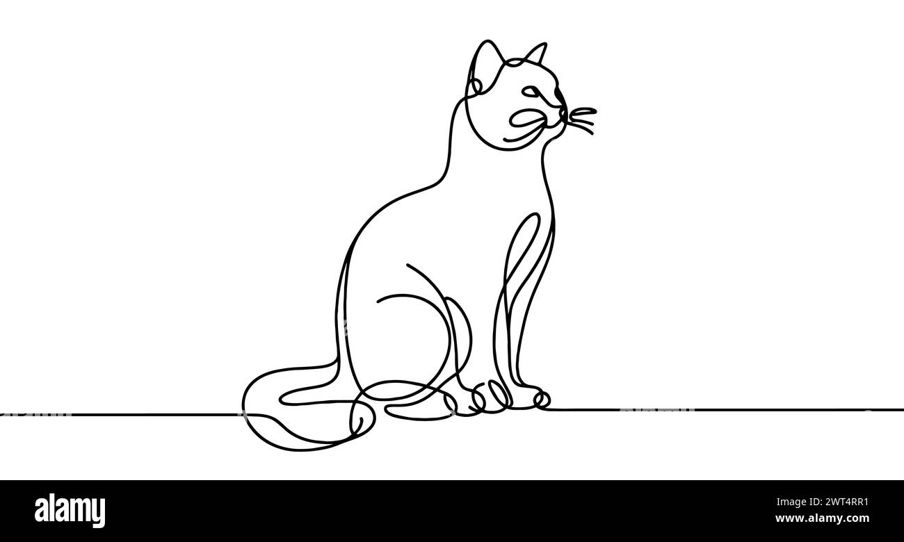 Continuous editable line drawing of cat. Cat icon in one line Stock ...
