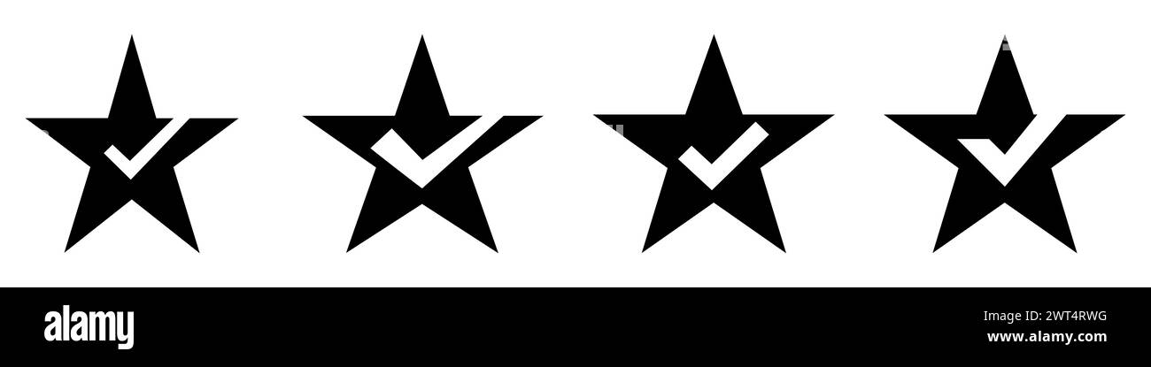 Star icon. Star with check mark. Set of star icons on white background ...