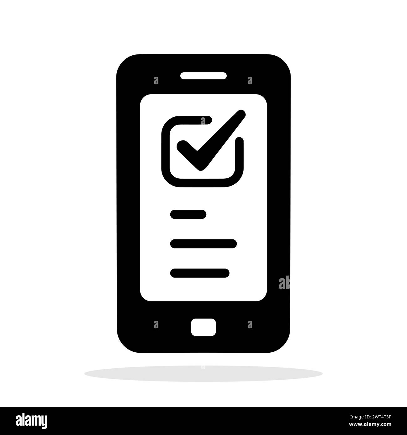 Phone with check mark icon. Black smartphone icon with check mark on ...