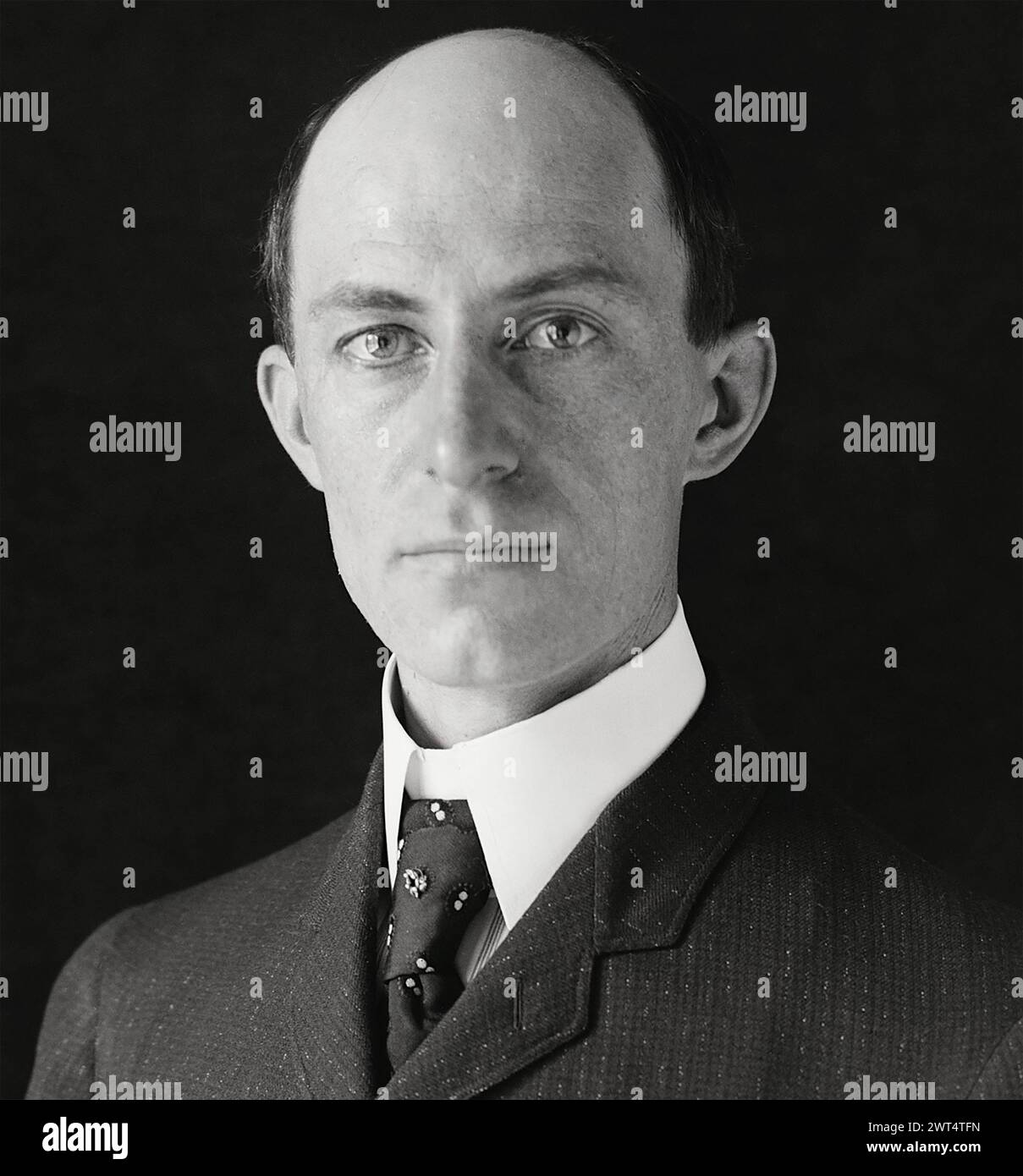 WILBUR WRIGHT (1867-1912) American aviation pioneer with his brother Orville. Photo 1905 Stock ...