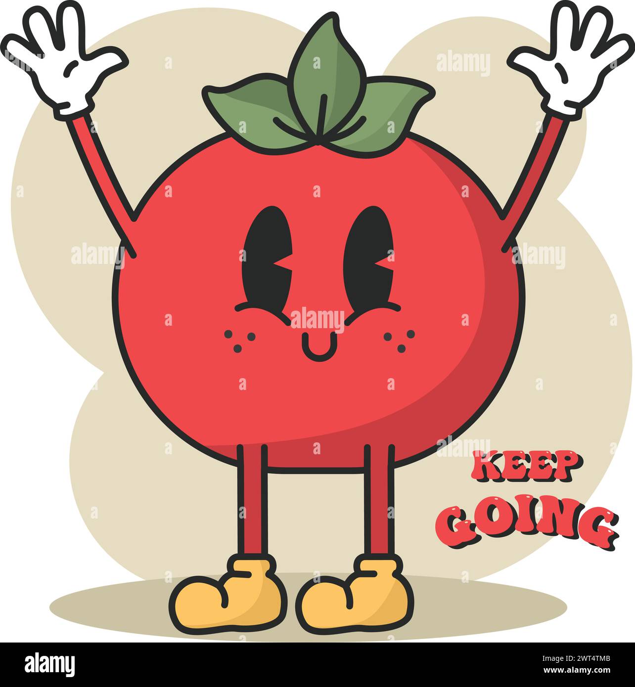 Tomato groovy cartoon Vegetable cute kawaii Vector Stock Vector Image ...