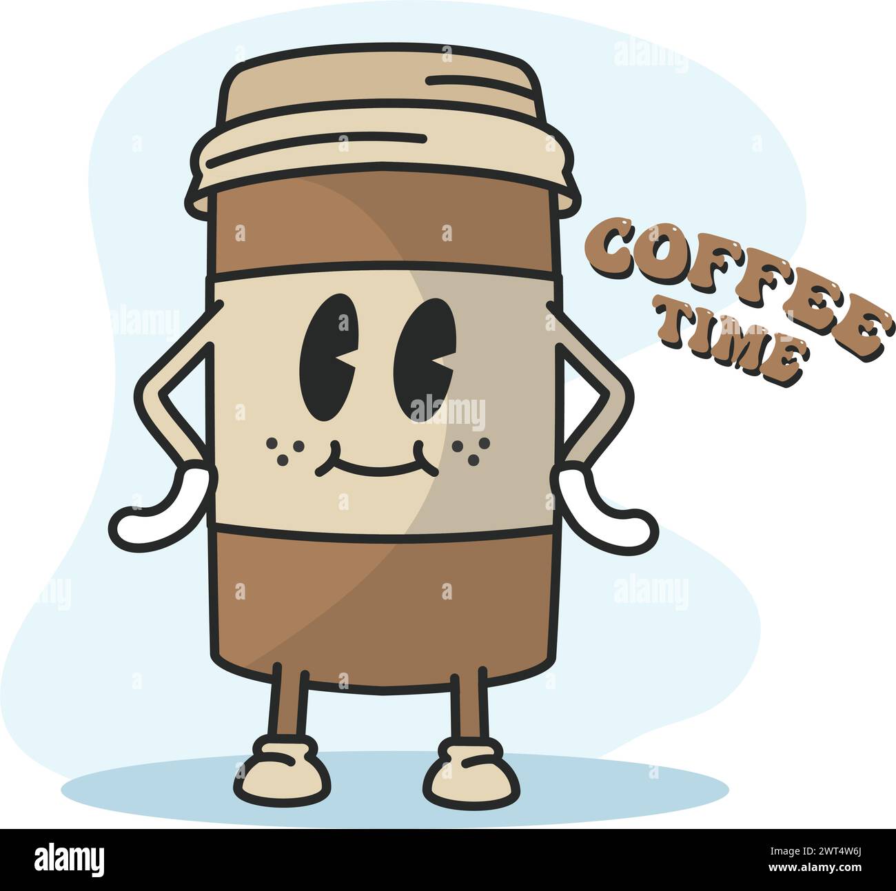 Coffee groovy cartoon Cute kawaii Vector Stock Vector Image & Art - Alamy