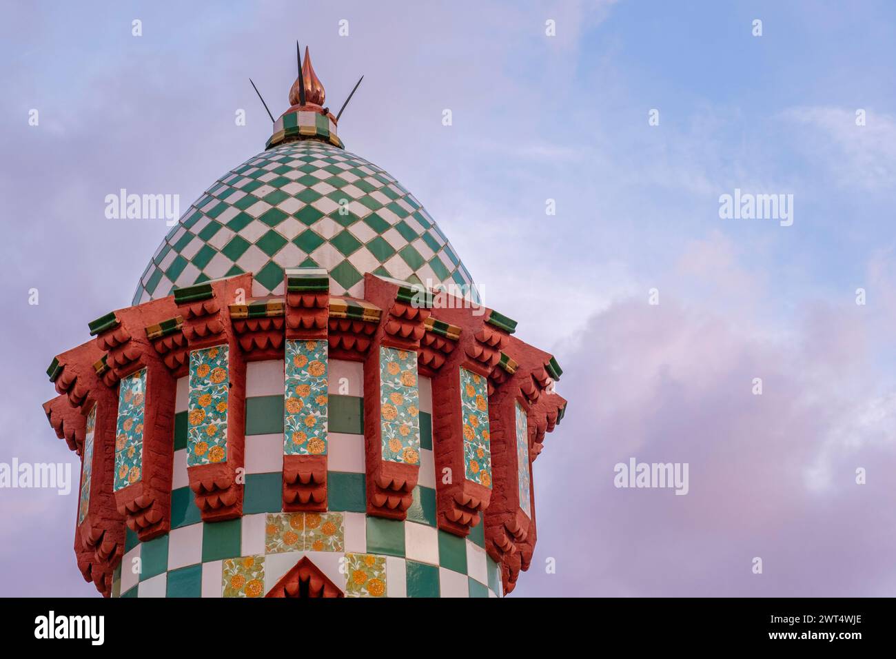 Mosaic outside Casa Vicens, rooftop, roof exterior tiles, modernist ...