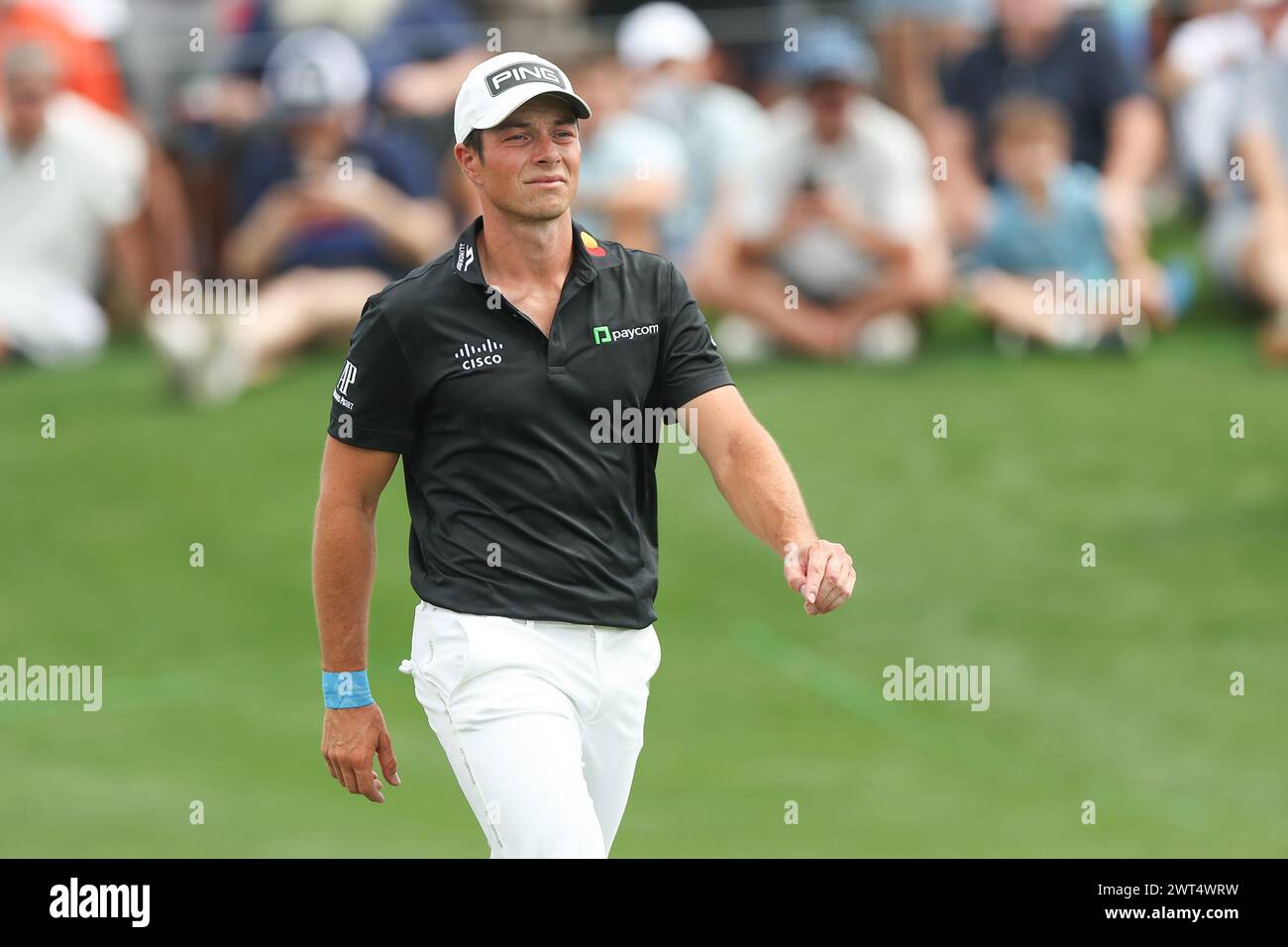 Ponte Vedra, FL, USA. 15th Mar, 2024. Viktor Hovland on the 3rd hole ...