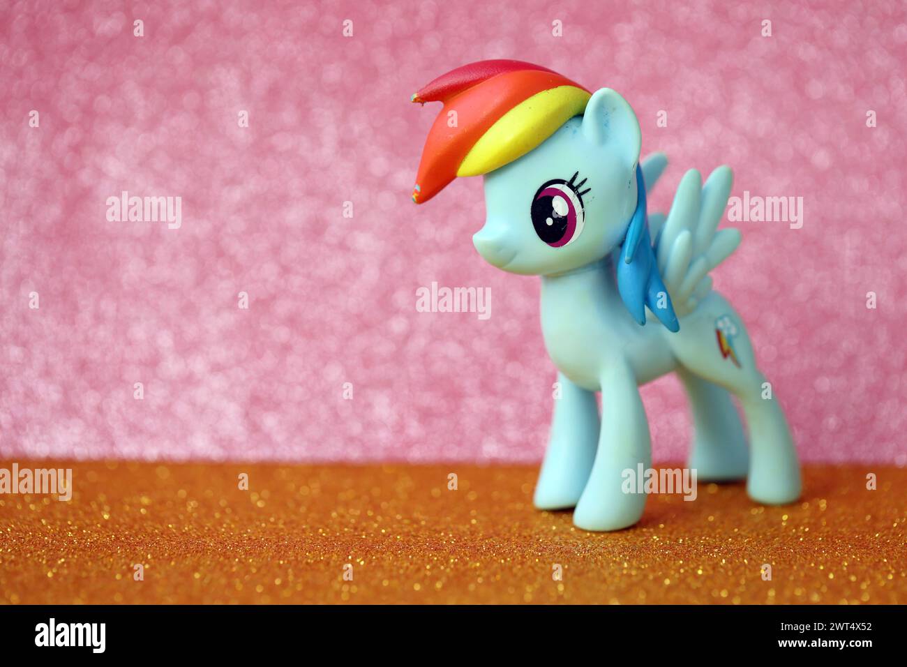 TERNOPIL, UKRAINE - JULY 7, 2023 Old toy with character from My Little ...