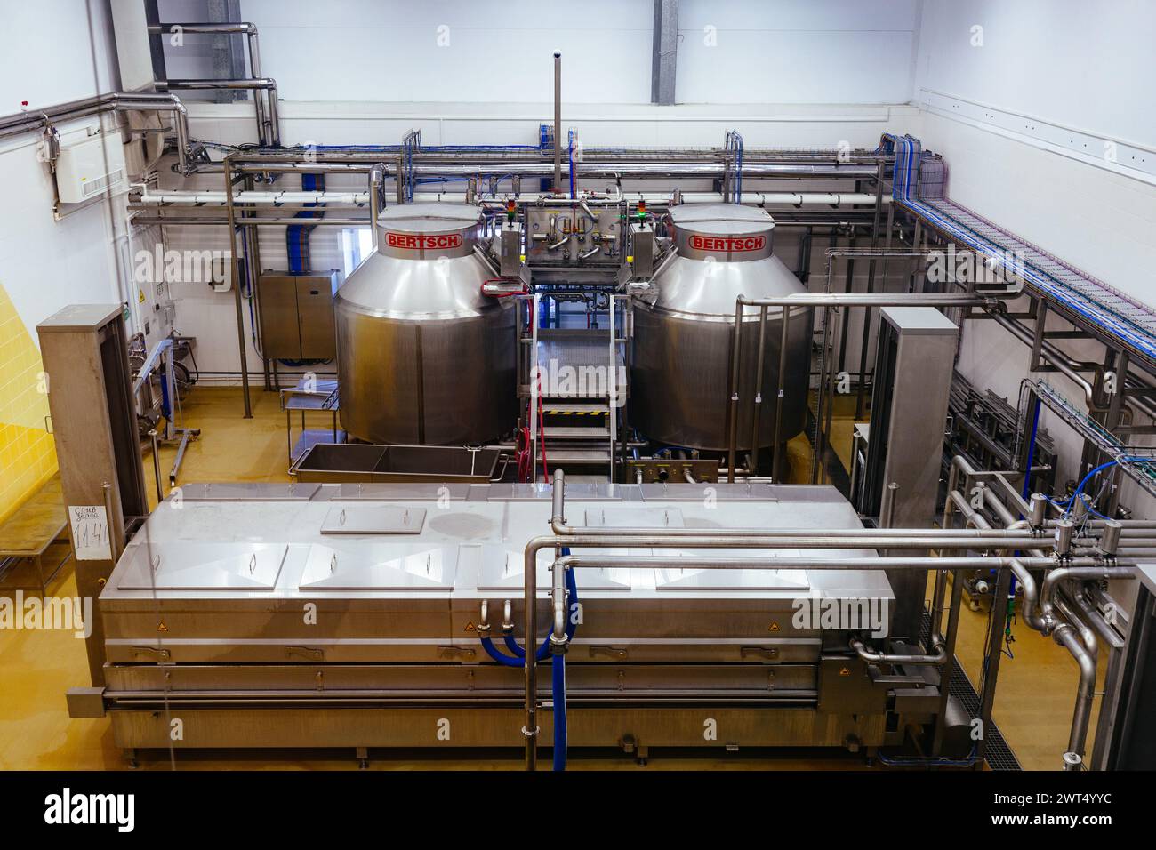 Modern cheese factory, stainless steel milk processing tanks Stock ...