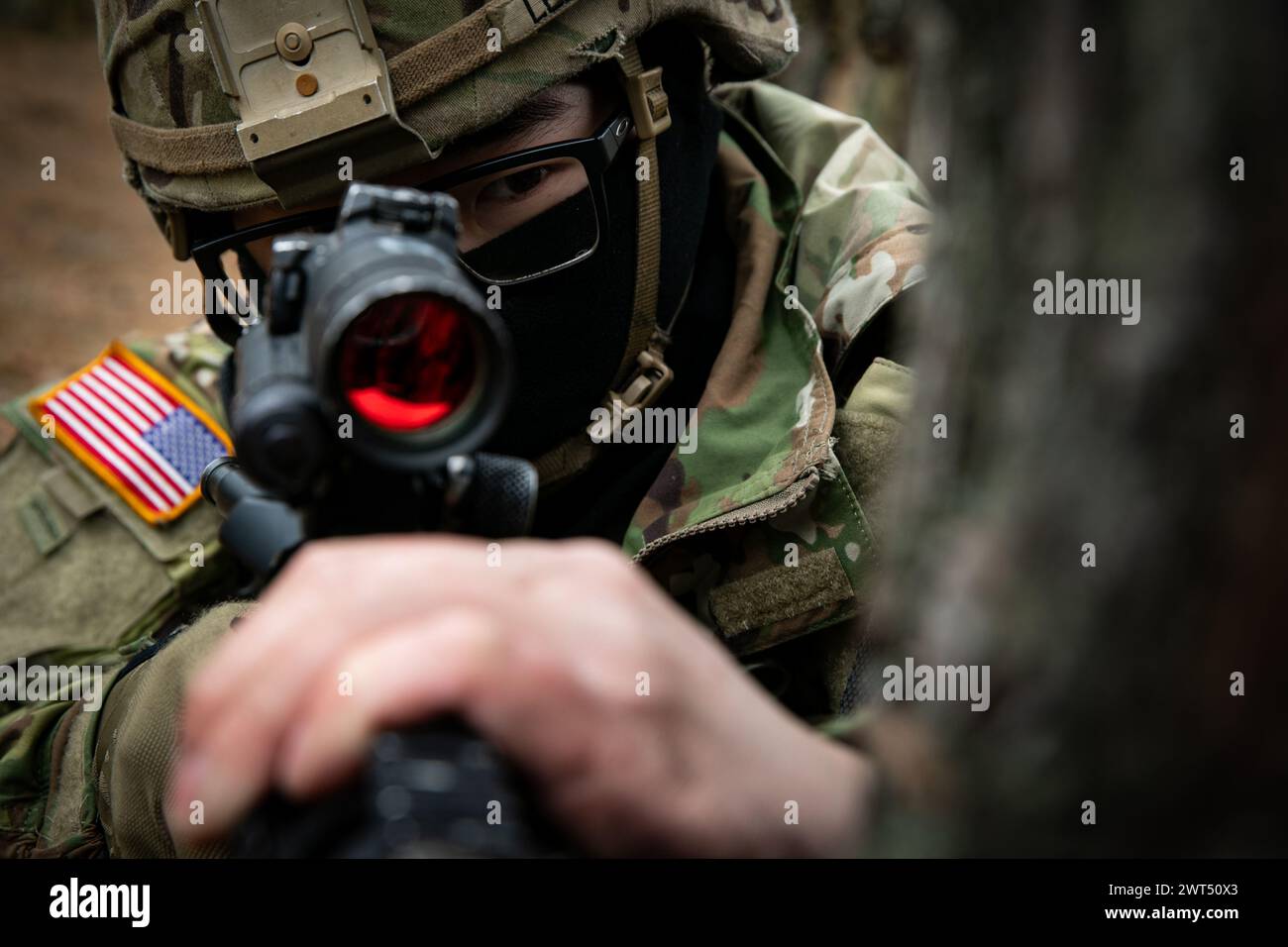 U.S. Army Combat Engineers assigned to Bravo Company, 104th Brigade ...