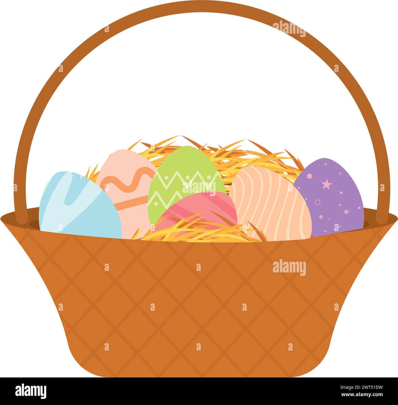 Eggs in nest basket Stock Vector Images - Alamy