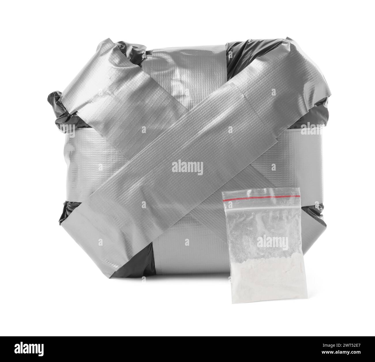 Packages with narcotics isolated on white. Drug addiction Stock Photo ...