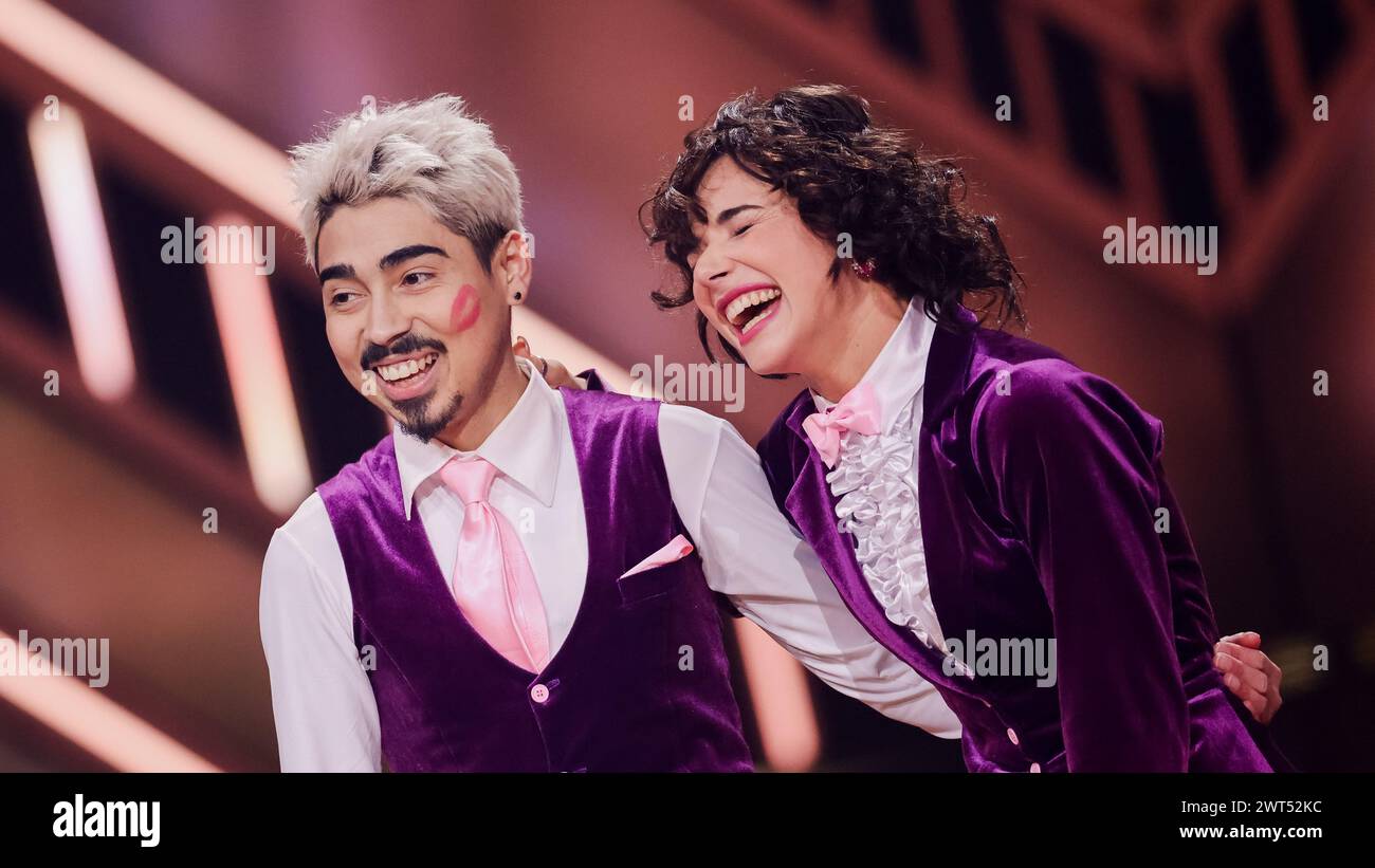 Cologne, Germany. 15th Mar, 2024. Tony Bauer, comedian, and Anastasia ...