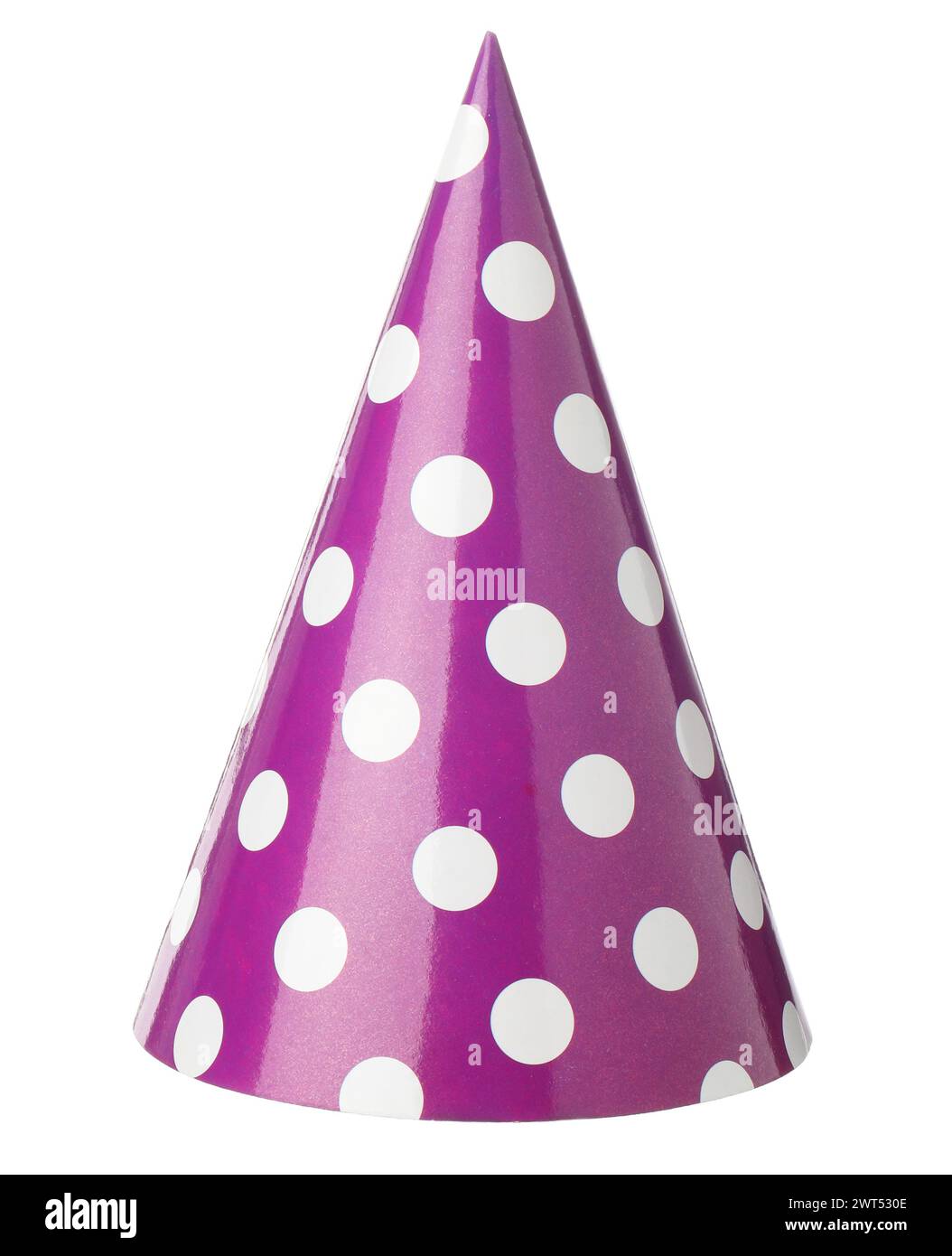 One purple party hat isolated on white Stock Photo - Alamy