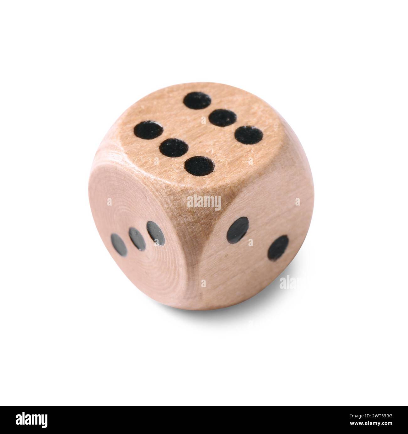 One wooden game dice isolated on white Stock Photo - Alamy