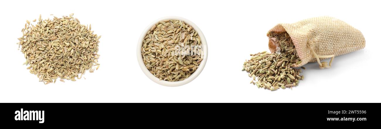 Dry fennel seeds isolated on white, set Stock Photo - Alamy