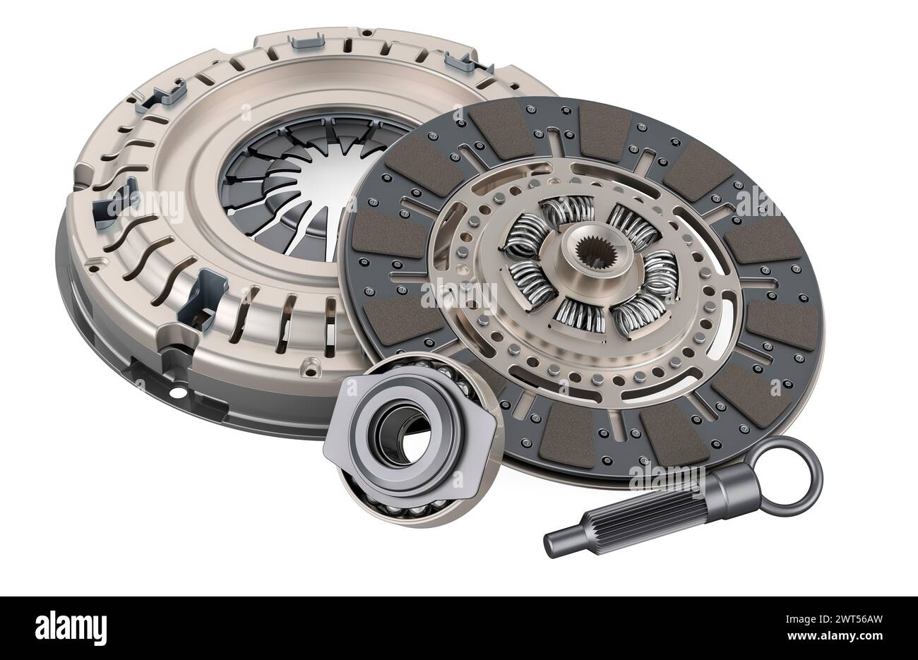 Parts of Car Clutch, 3D rendering isolated on white background Stock ...