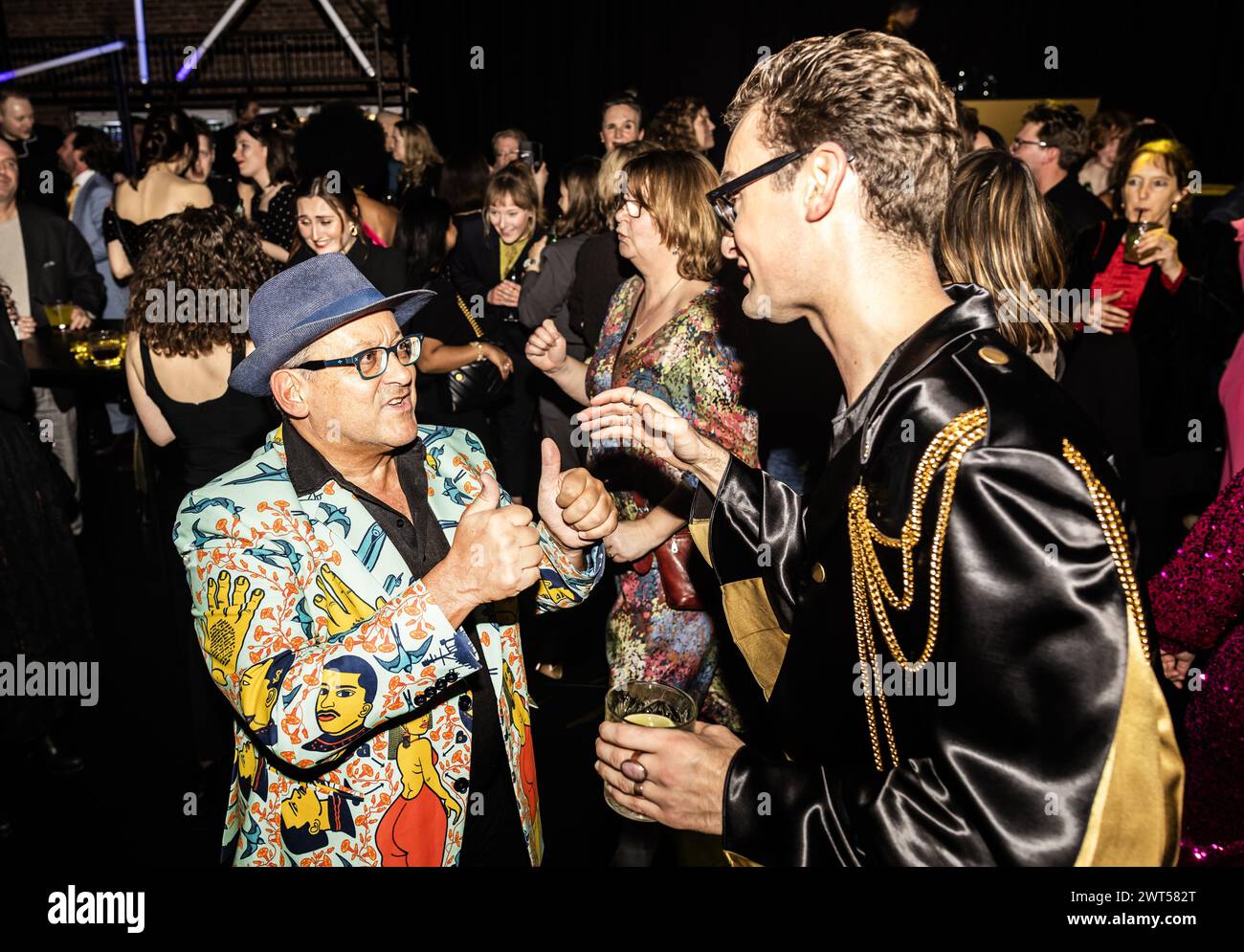 AMSTERDAM - Splinter Chabot and Tom Lanoye during the 72nd Book Ball in ...