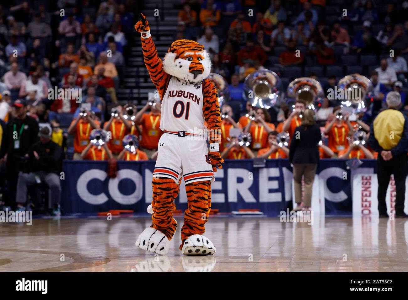 NASHVILLE, TN - MARCH 15: Aubie the Auburn Tigers mascot entertains the ...