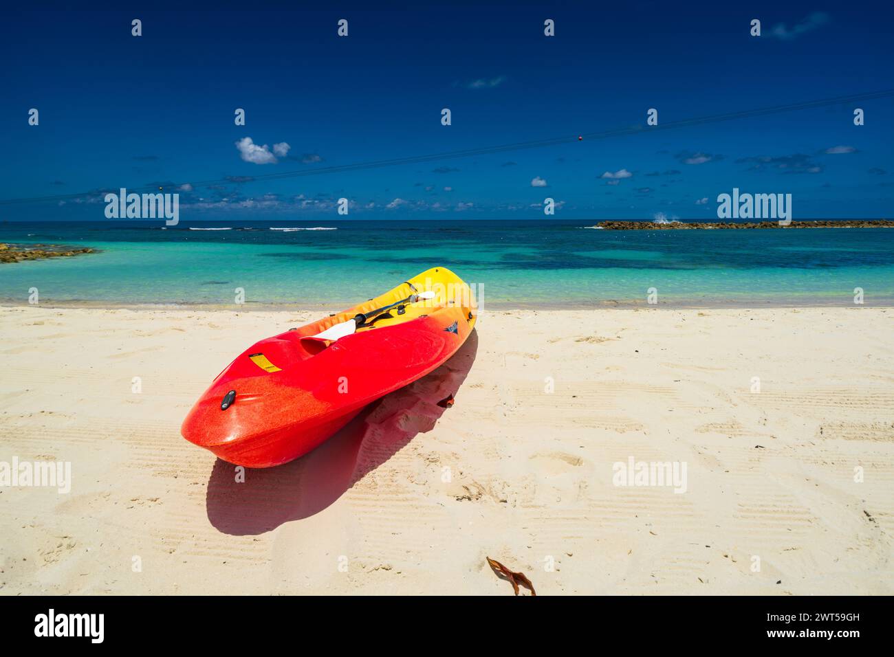 Active rest, sport, kayak. Canoe on a sandy beach Stock Photo - Alamy