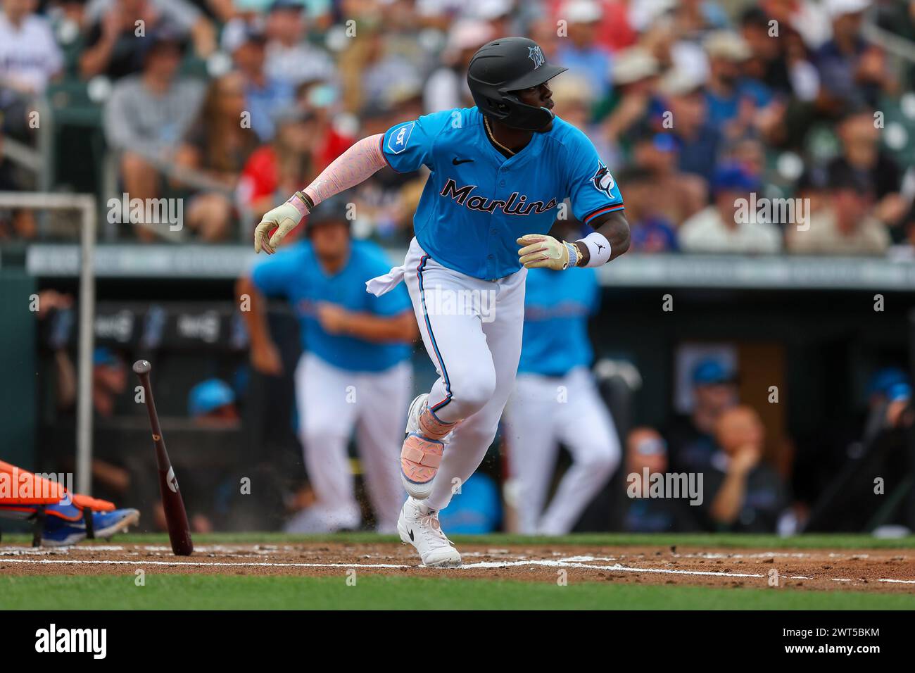 Miami Marlins Jazz Chisholm Jr. #2 bats during the first inning of a ...