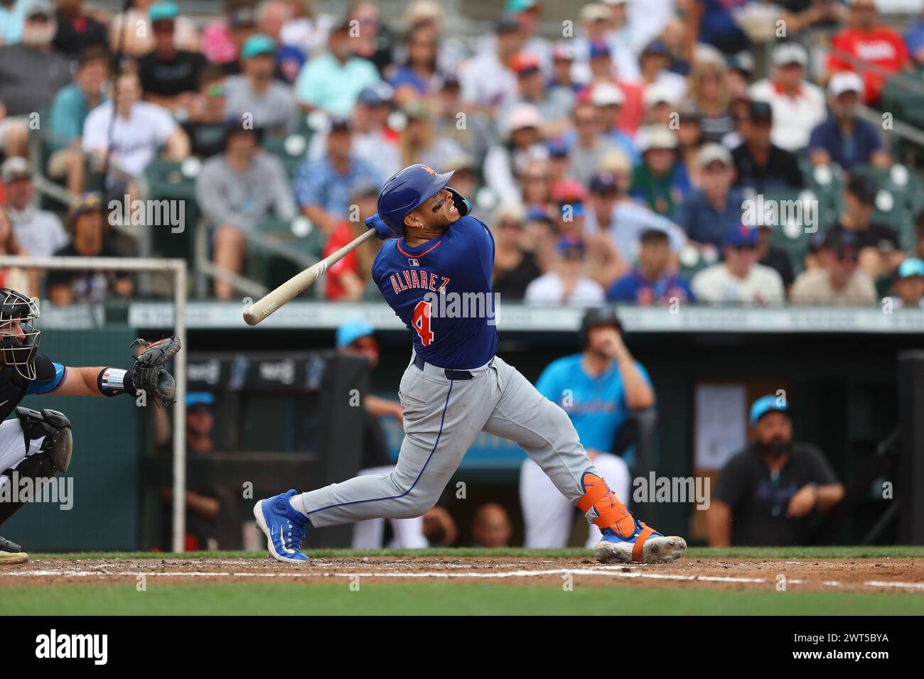 New York Mets Francisco Álvarez #4 bats during the third inning of a ...