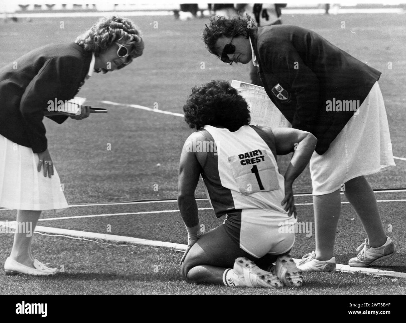 FATIMA WHITBREAD , HURTS HER BACK DURING THE JAVELIN, COMPETING IN THE ...