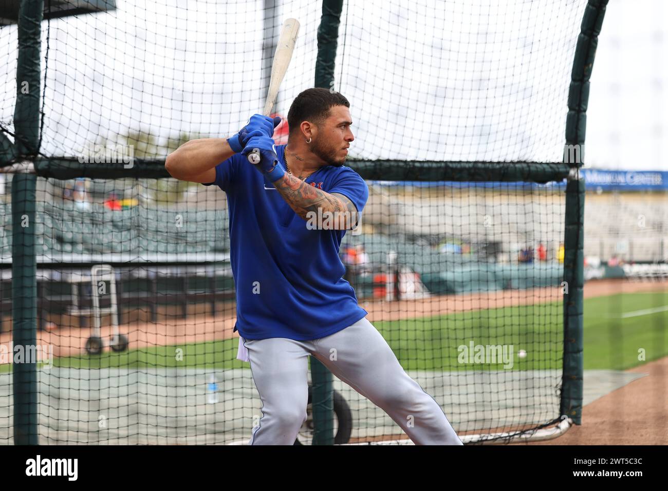 New York Mets Francisco Alvarez #4 takes batting practice before the ...
