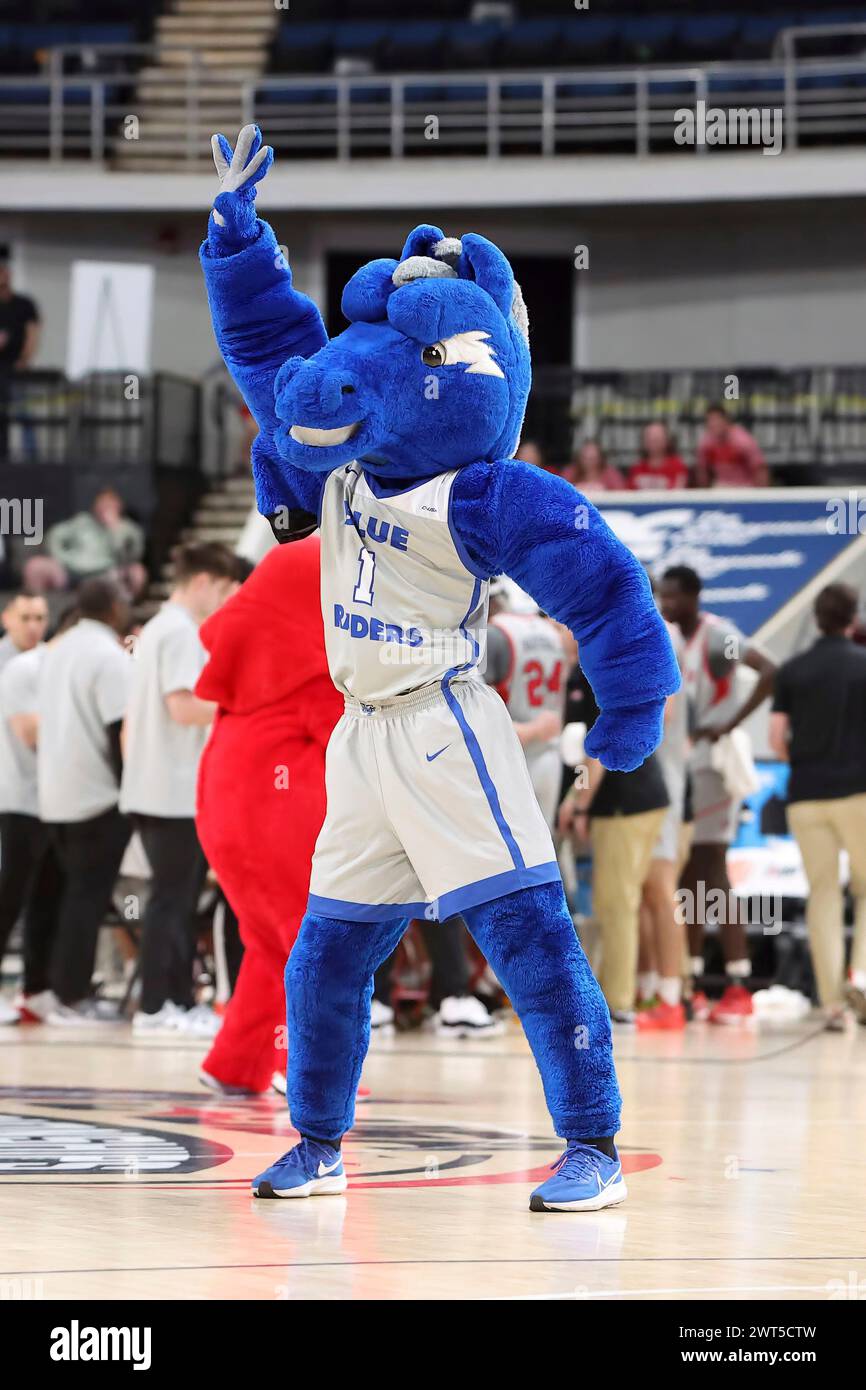 HUNTSVILLE, AL - MARCH 15: Middle Tennessee Blue Raiders mascot dances ...