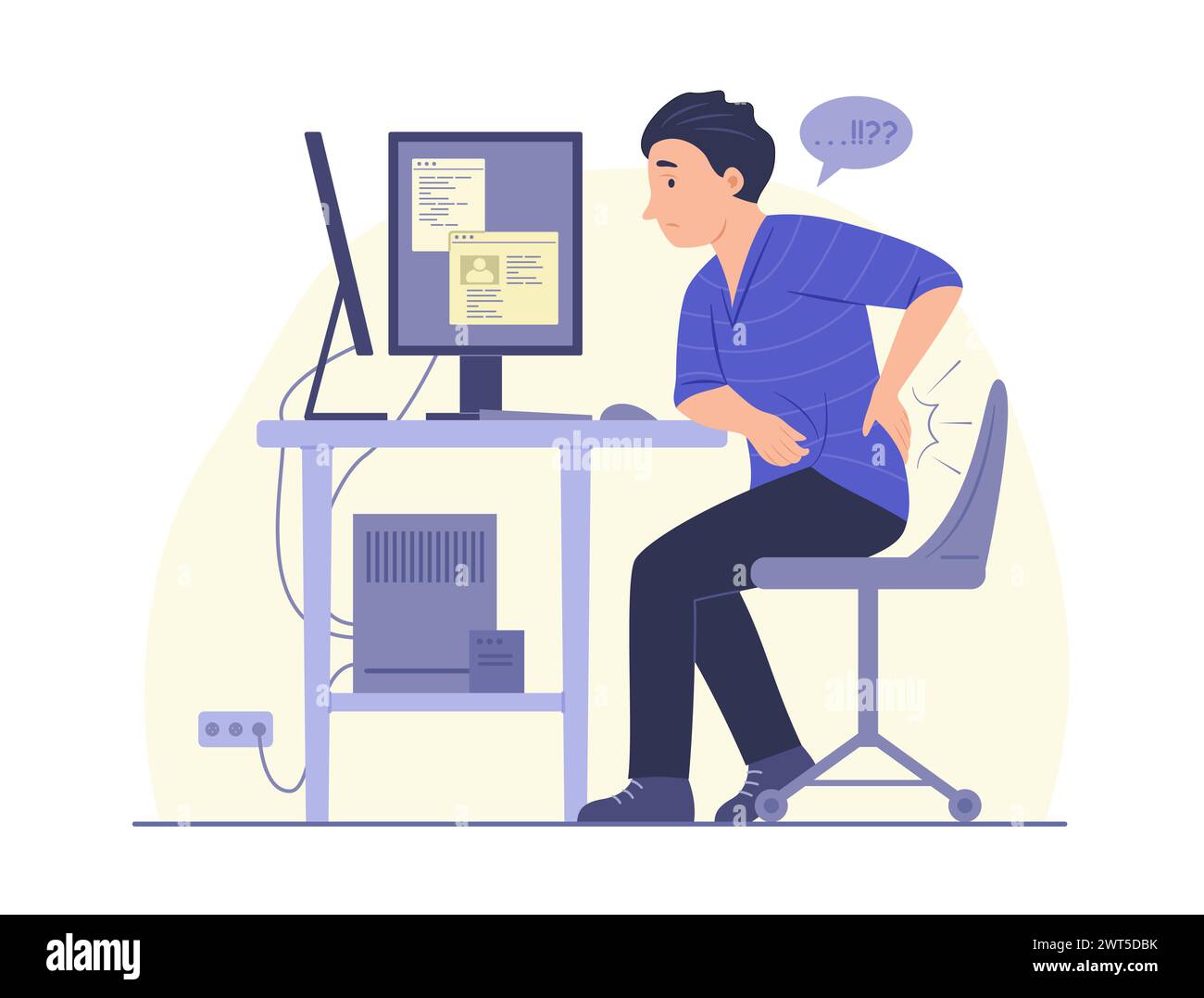 Teen boy at computer back Stock Vector Images - Alamy