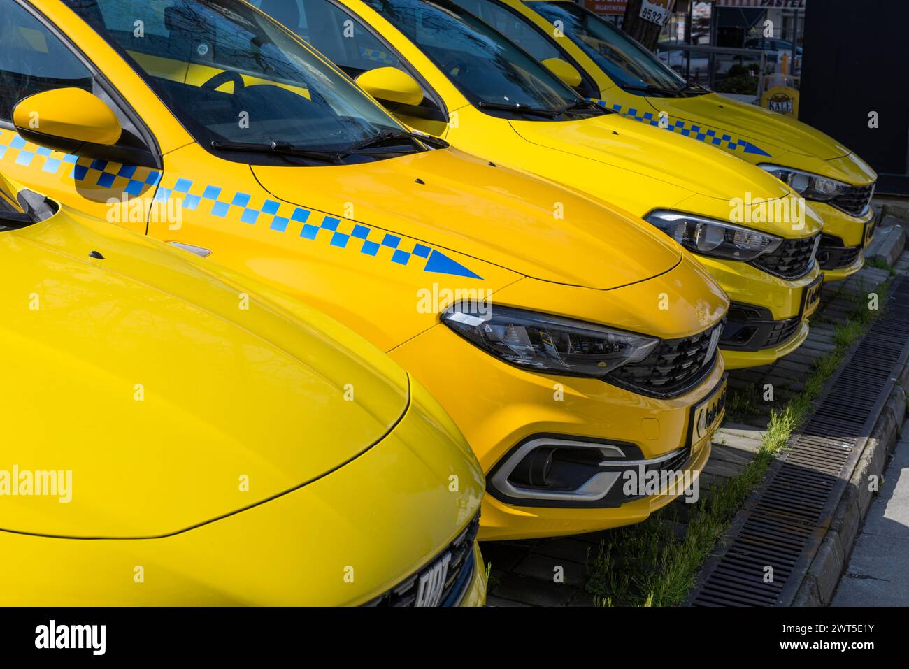 ISTANBUL, TURKEY - MARCH 10, 2024: Turkish yellow taxi vehicle on the ...