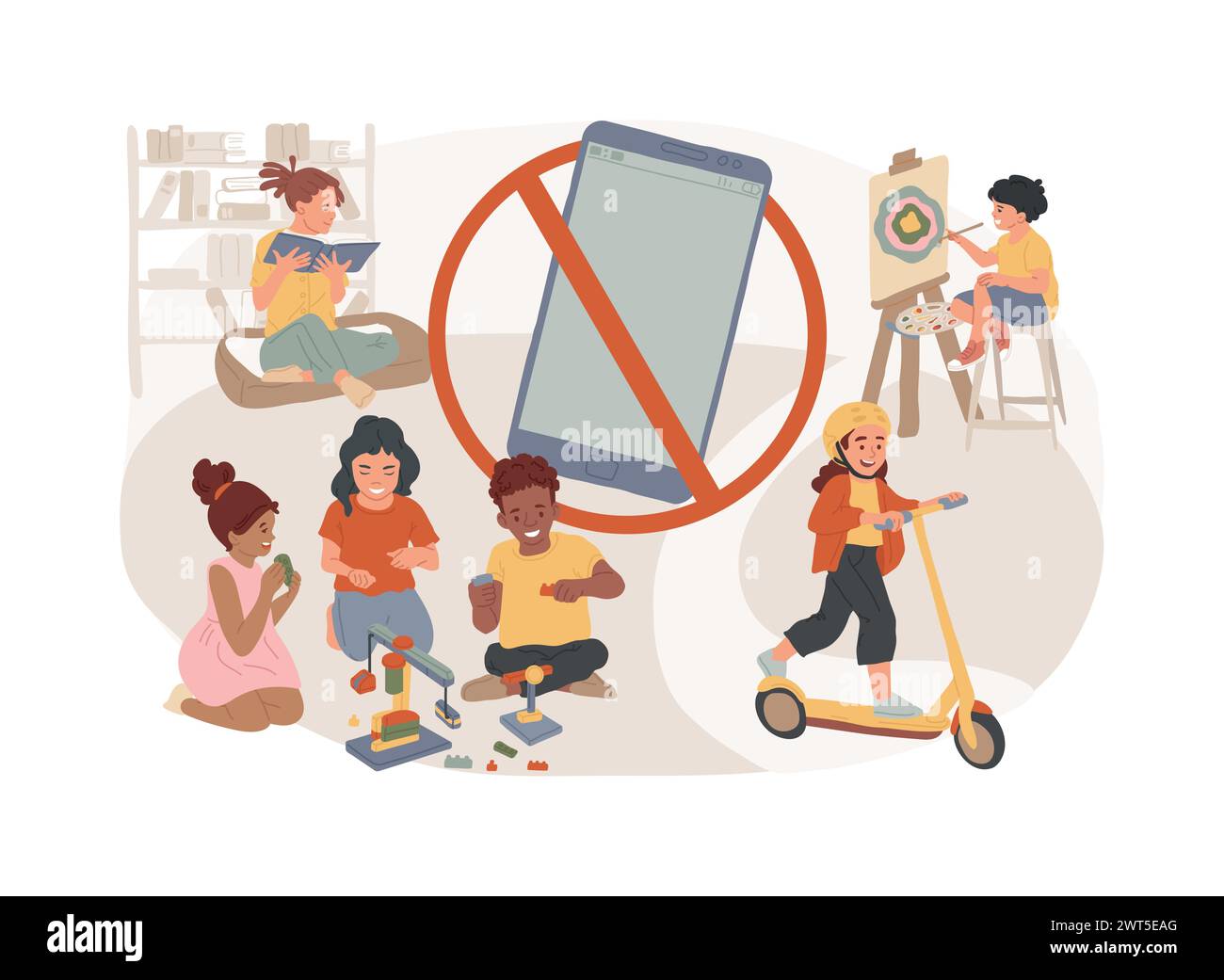 Low tech parenting isolated concept vector illustration. Low tech ...