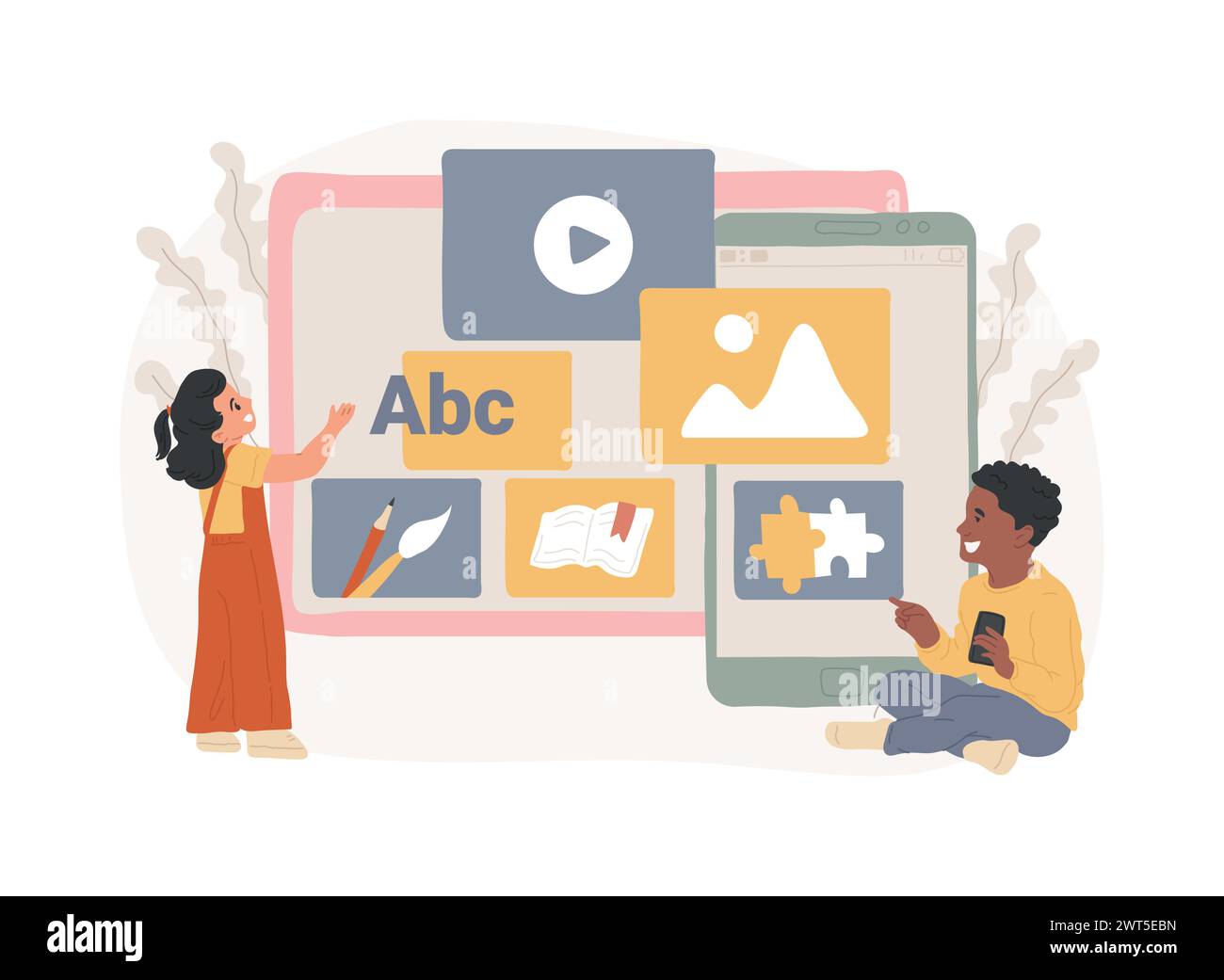 Kids digital content isolated concept vector illustration. Kids digital ...