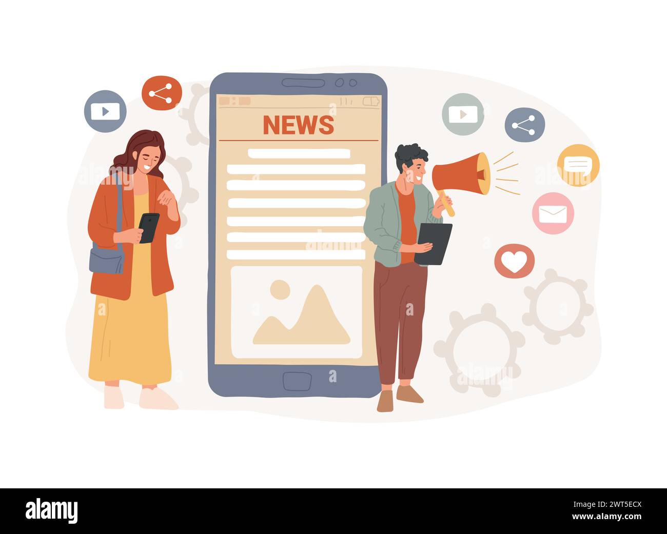 Social media news and tips isolated concept vector illustration. Social ... Social media news and tips isolated concept vector illustration. Social ...