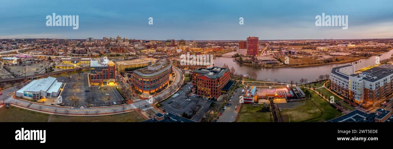 Aerial panorama view of downtown Wilmington Delaware headquarter of ...