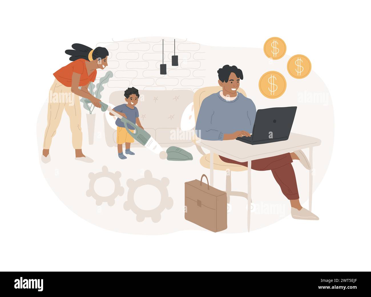 Breadwinner isolated concept vector illustration. Earn money, work from ...