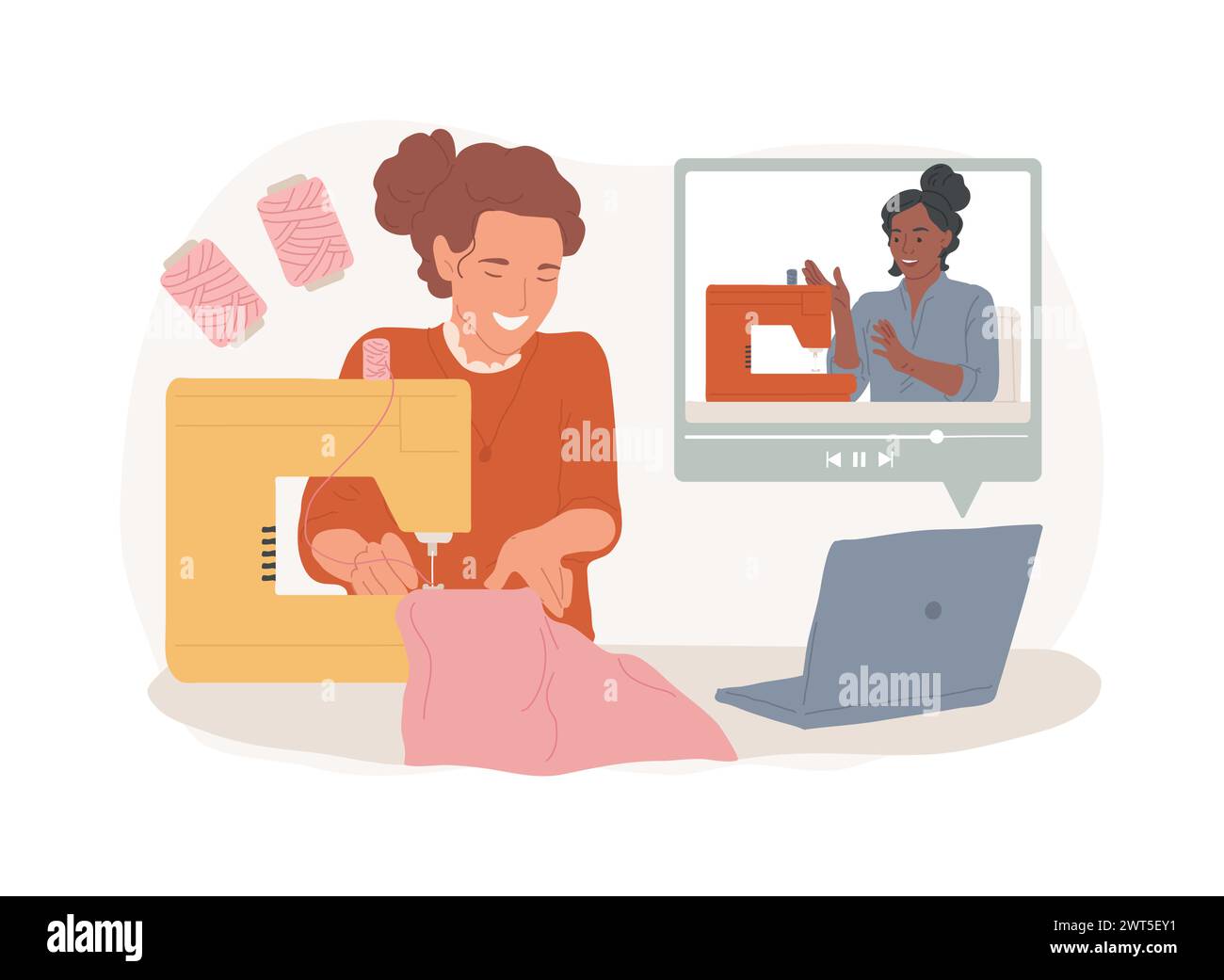 Sewing classes isolated concept vector illustration. Handicraft hobby ...