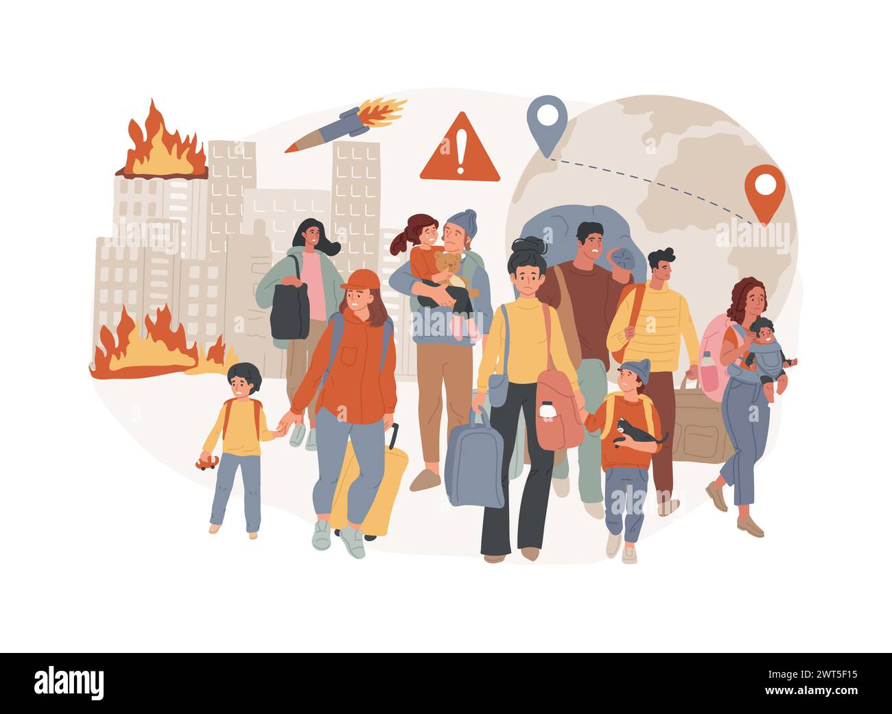 Forced migration isolated concept vector illustration. Movement of people, forced displacement ...