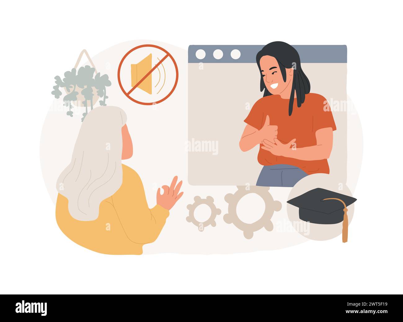 Sign language classes isolated concept vector illustration. Study sign ...