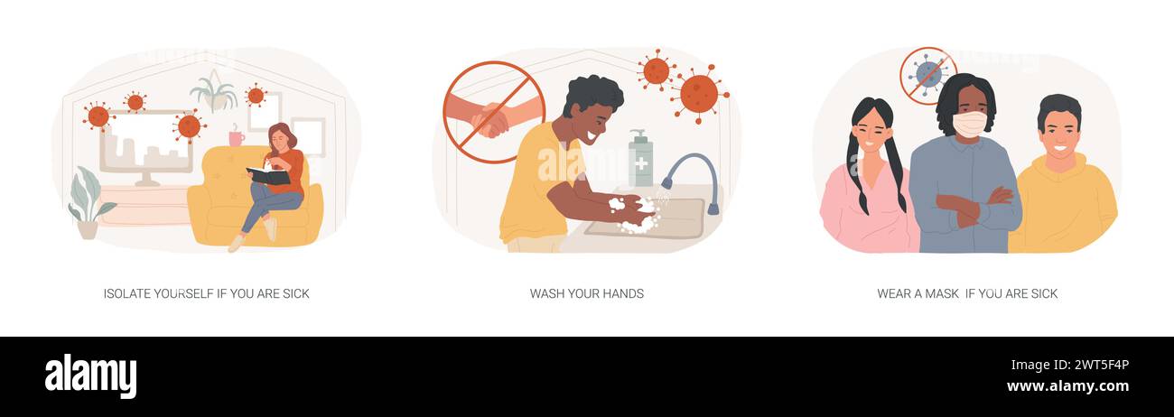 Coronavirus personal protection isolated concept vector illustration ...