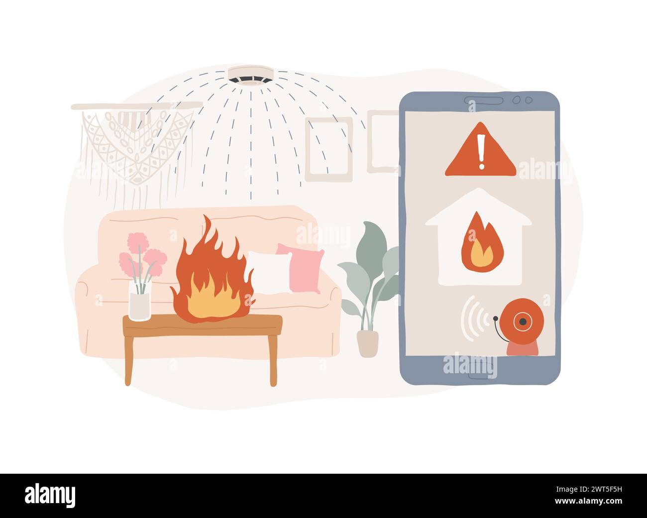 Fire protection isolated concept vector illustration. Fire alarm system ...