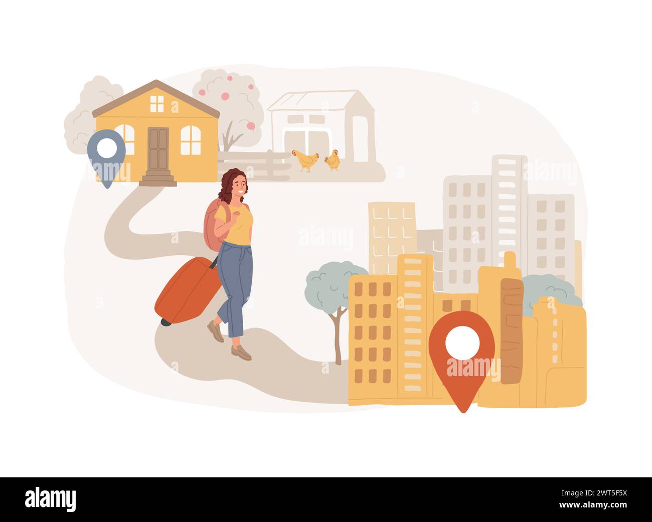 Migration from the countryside to the town isolated concept vector ...