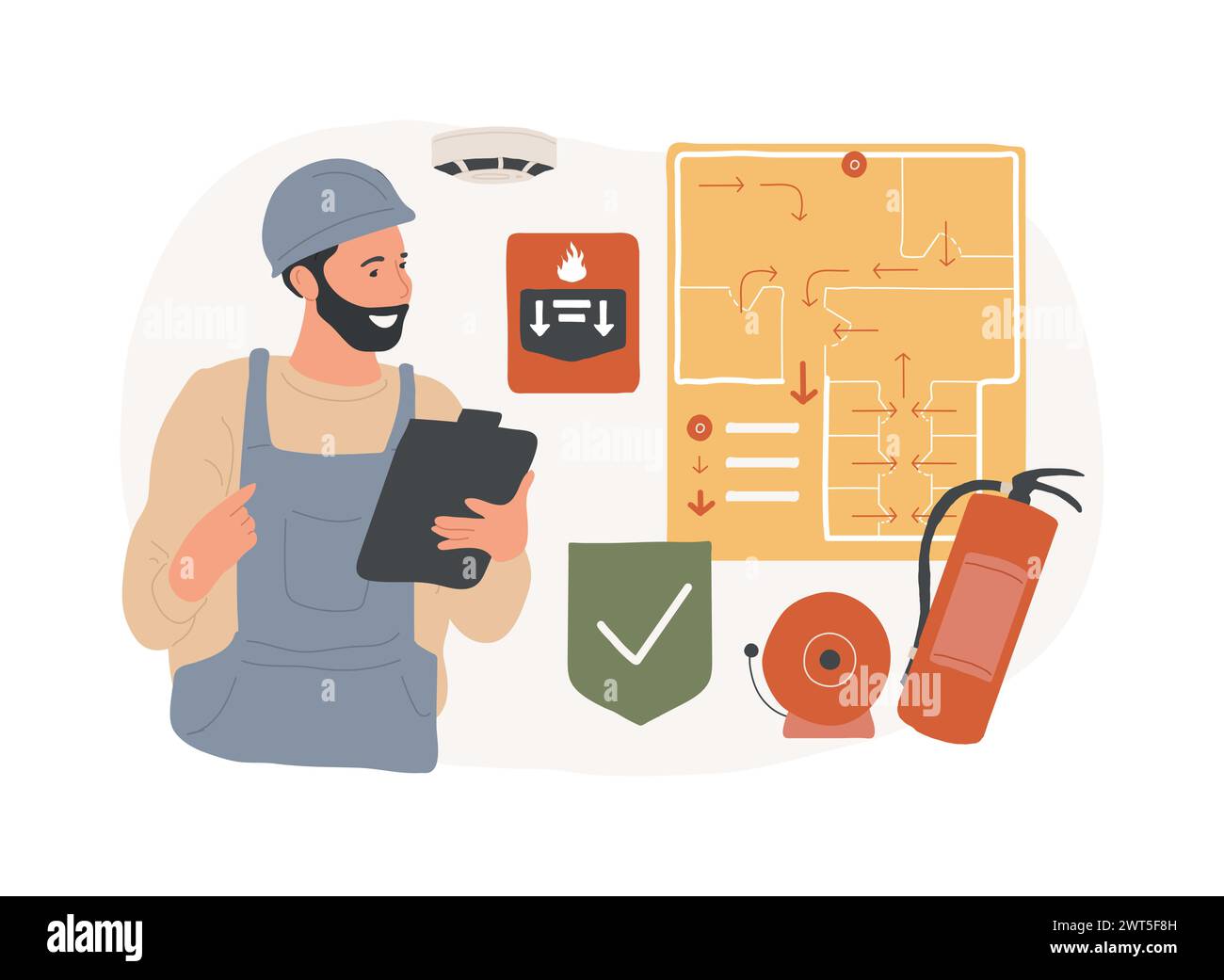 Fire alarm system isolated concept vector illustration. Fire alarm ...