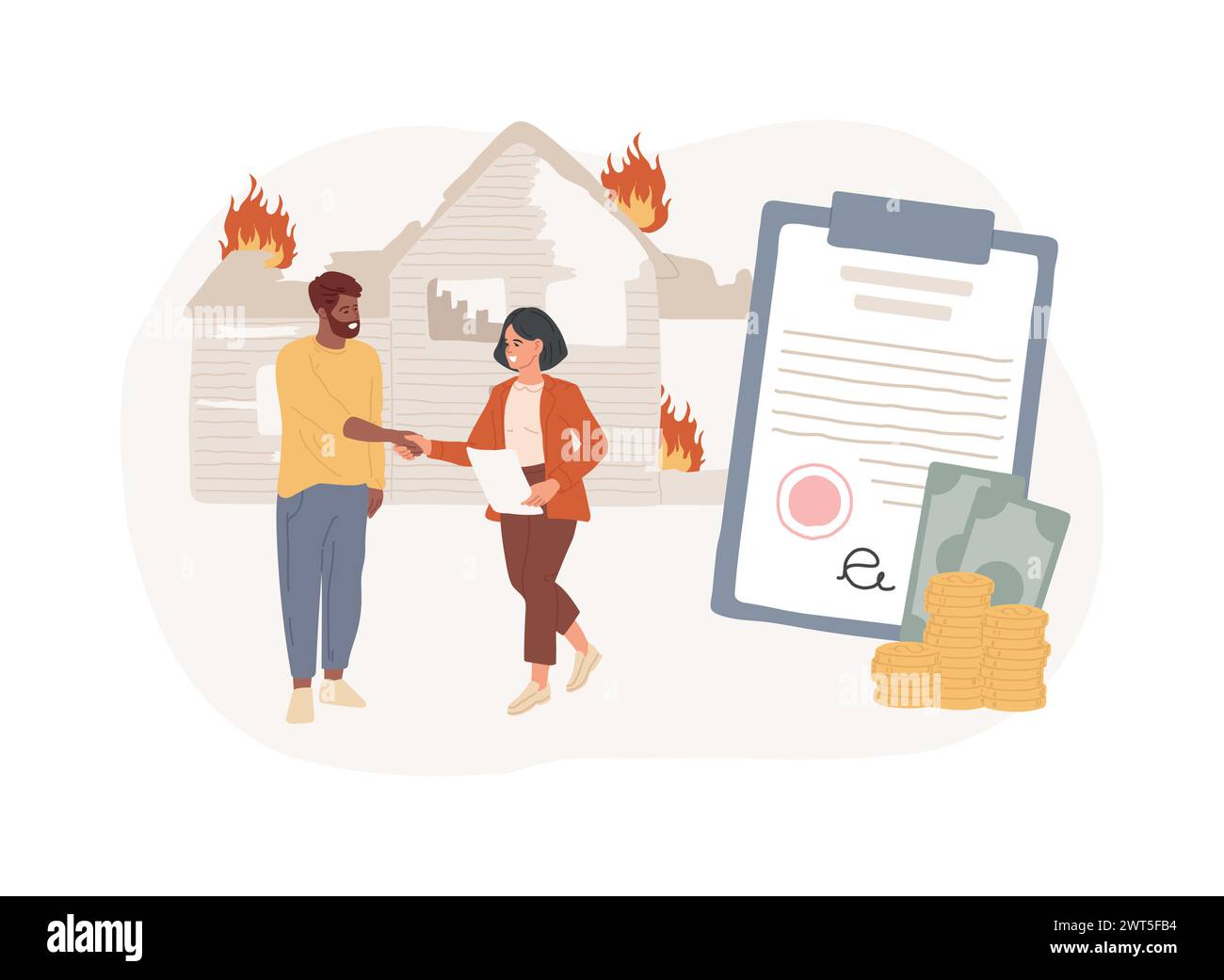 Fire insurance isolated concept vector illustration. Fire property ...